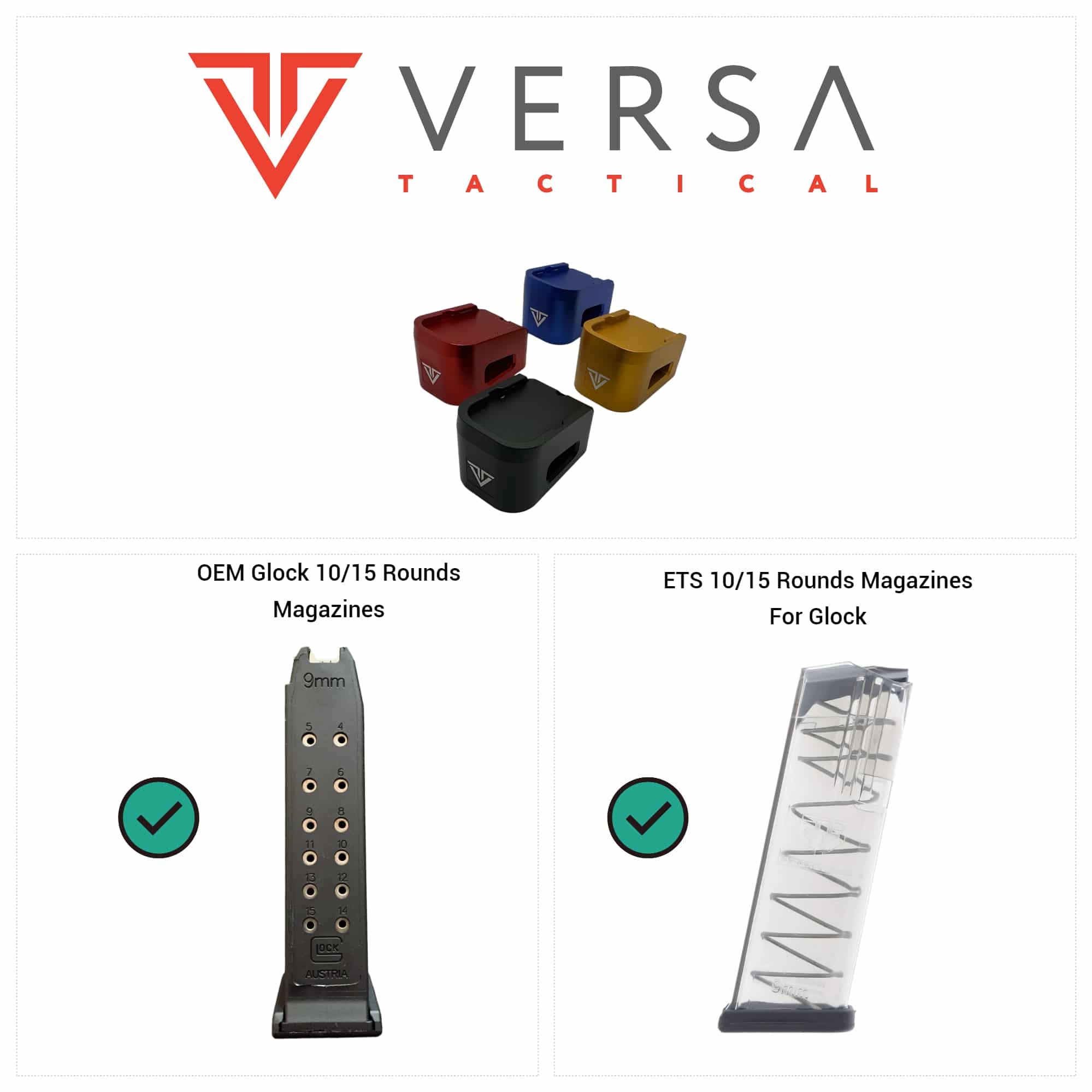 Glock 19 Magazine Extension Compatible with G19/23/32/38